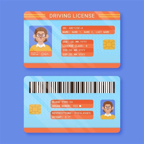 Plantilla De Licencia De Conducir Dibujada A Mano Vector Gratis