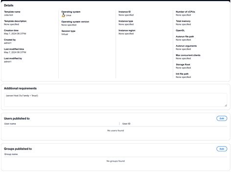 session templates amazon dcv access console