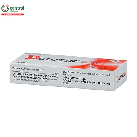 Thuốc Dolotin 20mg điều Trị Bệnh Lý Tăng Cholesterol Trong Máu