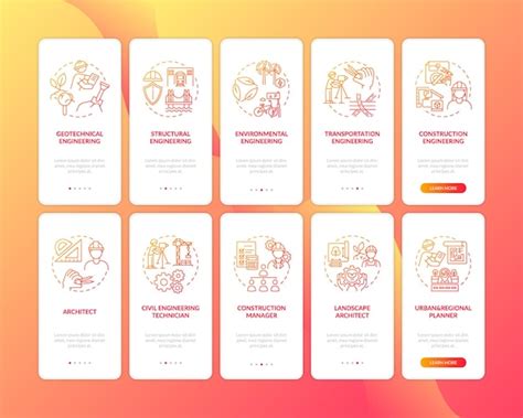 Premium Vector Engineering Expertise Types Red Onboarding Mobile App