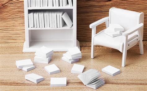 Dechous 50pcs Mini Dollhouse Books 112 Scale Blank Mini