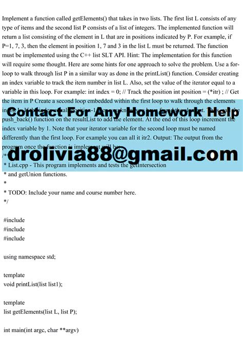 Implement A Function Called Getelements That Takes In Two Lists Tpdf