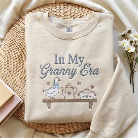 In My Granny Era Silly Goose Embroidered Sweatshirt Vintage Goose