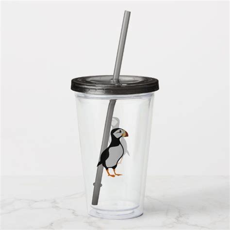 Horned Puffin Acrylic Tumbler Unique Home Decor Puffin Tumbler Cup
