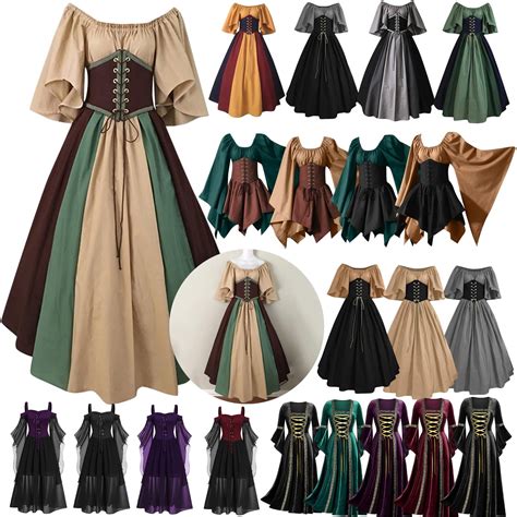 Favipt Medieval Renaissance Dress Women With Corsetplus Size Vintage