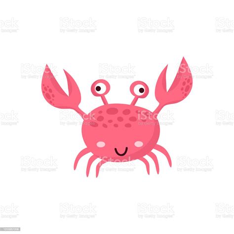 벡터 핸드는 흰색 배경에 고립 된 발톱을 들어 올리는 귀여운 미소 행복한 게 캐릭터의 만화 일러스트를 그린 갈고리 발톱에 대한 스톡 벡터 아트 및 기타 이미지 Istock