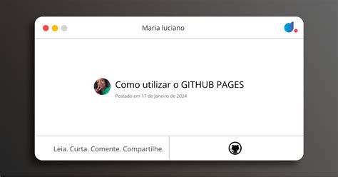 Como Utilizar O Github Pages Maria Luciano Github Dio