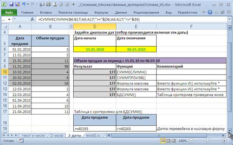 Примеры функции суммесли и суммеслимн в Excel