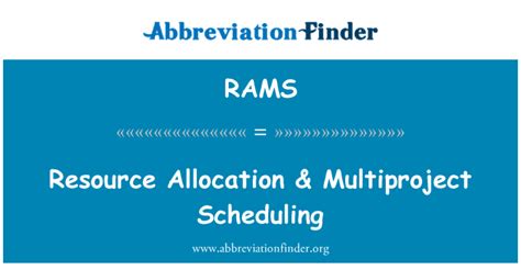 คำจำกัดความของ Rams การปันส่วนทรัพยากร And แผน Multiproject Resource Allocation And Multiproject