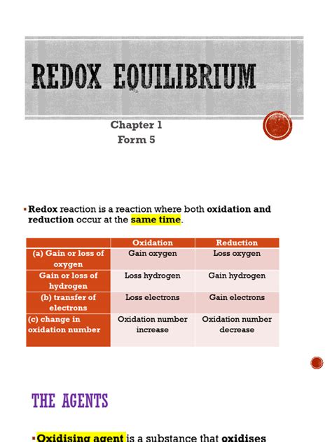 Chapter 1 Redox Equilibrium Pdf Redox Chlorine