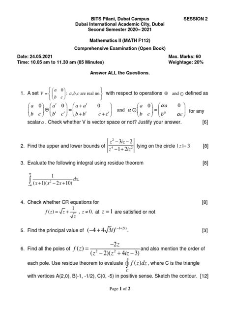 Maths Ii Session 2 Pdf Mathematical Analysis Mathematics