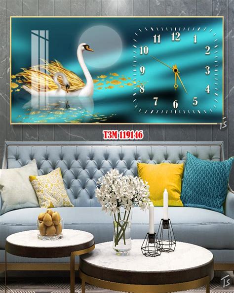 Đồng Hồ Treo Tường Trang Trí Đẹp Tranh Thiên Nga 3d Nl119146