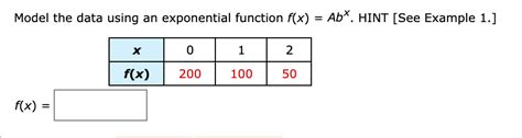 Solved Model The Data Using An Exponential Function F X Chegg Com