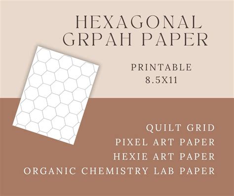 Hexagonal Graph Paper Printable 4 Sizes 5 Colors 6 Layouts 8 5x11 Organic Chemistry