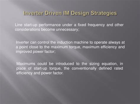 Ppt Design Strategies For Inverter Driven Induction Machine Powerpoint Presentation Id 641683