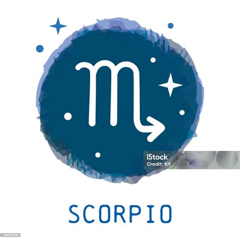 전갈자리 캡션이 있는 조디악 표지판 아이콘 벡터 진한 파란색 둥근 아이콘입니다 0명에 대한 스톡 벡터 아트 및 기타 이미지 0명 달력 디자인 Istock