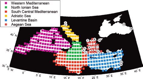 Regionalization In The Mediterranean Sea And Tg Locations Used In This Download Scientific