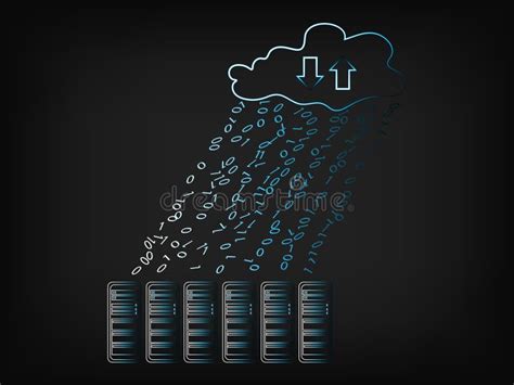 Cloud With Data Rain Into Storage Servers Stock Vector Illustration Of Mesh Binary 89896877