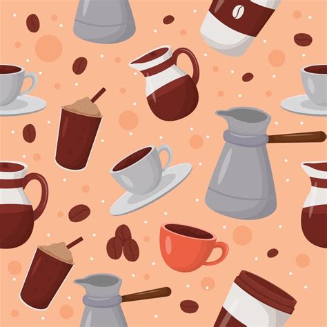 Seamless Pattern Background With Coffee Elements 11711083 Vector Art At