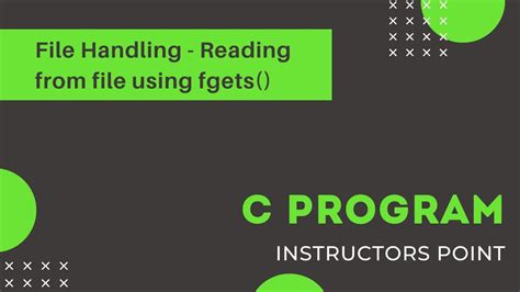 C Program File Handling Reading From File Using Fgets Youtube