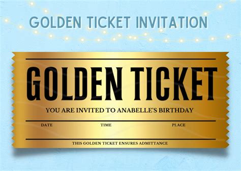 Golden Ticket Invitation Printable Golden Ticket With A Message Party
