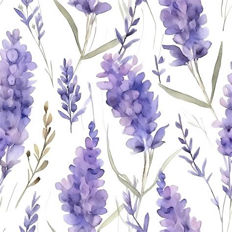 Premium Photo Seamless Lavender Watercolor Pattern Beautiful Vintage