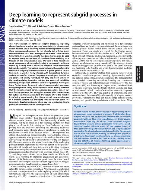 Pdf Deep Learning To Represent Subgrid Processes In Climate Models