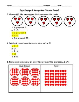 Equal Groups And Arrays Quiz Version 3 By Fearless In Fifth TpT