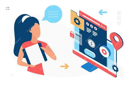 Premium Vector Cartoon Woman Using Computer With Security Tools