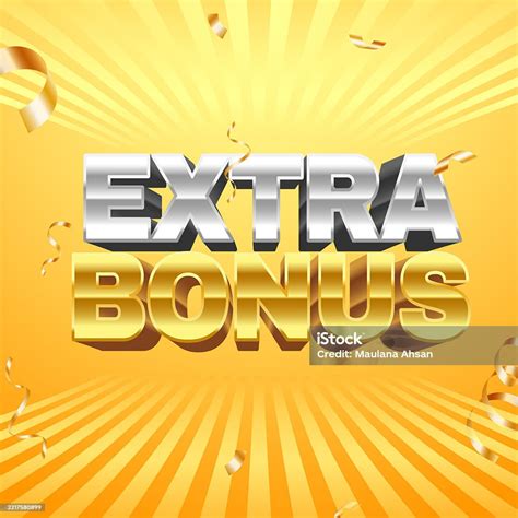 황금과 은색 추가 보너스 3d 텍스트 효과 떨어지는 색종이 조각이있는 노란색 방사형 배경에 3차원 형태에 대한 스톡 벡터 아트 및 기타 이미지 3차원 형태 고객 광고