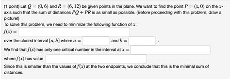 Solved Let Q 0 6 And R 6 12 Be Given Points In The Chegg Com