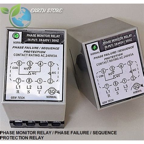 Gem Tech Phase Monitor Relay Input 3 X 440vac 3 X 415vac Contact Output Contact Rating 240v 3a