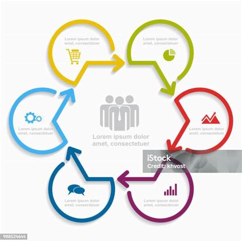 텍스트에 대 한 장소 Infographic 디자인 서식 파일입니다 벡터 일러스트입니다 인포그래픽에 대한 스톡 벡터 아트 및 기타 이미지 인포그래픽 6 원형 Istock
