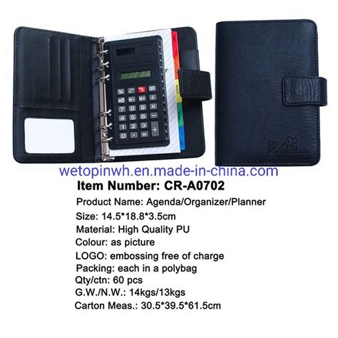 Personal Binder Organizer With Portable Pocket 6 Hole Solar Power Calculator Binder Organizer