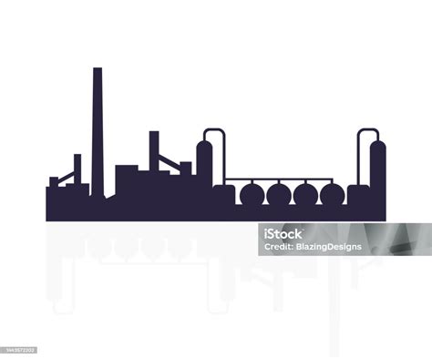 화학 공장 석유 화학 산업 실루엣 정유 공장은 산업 석유 구역 정유 장비 파이프 라인 강철 및 석유 저장 탱크 벡터 디자인 및