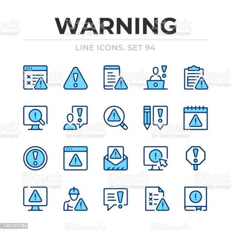 경고 벡터 선 아이콘 설정 얇은 라인 디자인 현대 개요 그래픽 요소 간단한 획 기호 경고 아이콘 개념에 대한 스톡 벡터 아트 및