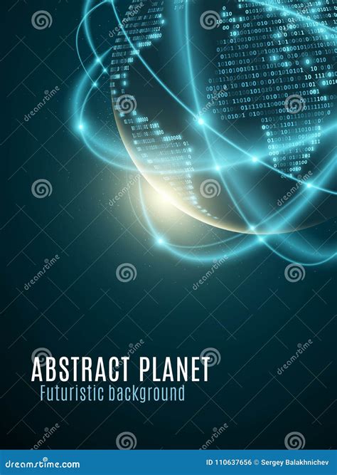 Futuristic Planet Earth World Map From Binary Code Glowing Blurry Neon Lines Abstract