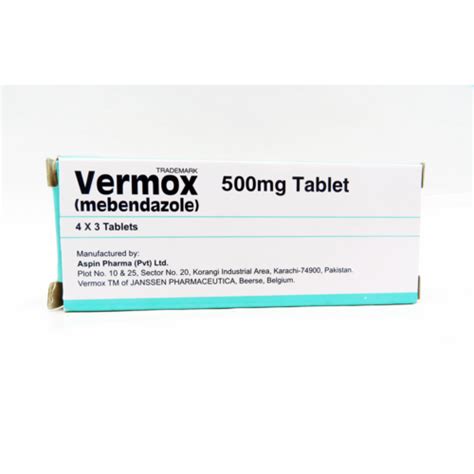 Vermox Mebendazole 500 Mg 12 Tablets At Best Price In Istanbul
