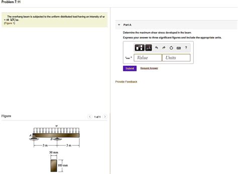 solved problem 7 11 the overhang beam is subjected to a uniform