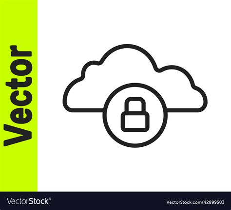 Black Line Cloud Computing Lock Icon Isolated Vector Image