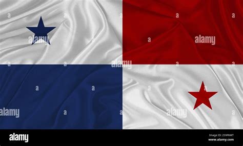 Panamanian Flag With Fabric Texture Realistic Flag Of Panama Waving