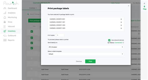 Bulk Actions Print Package Labels Flourish Software