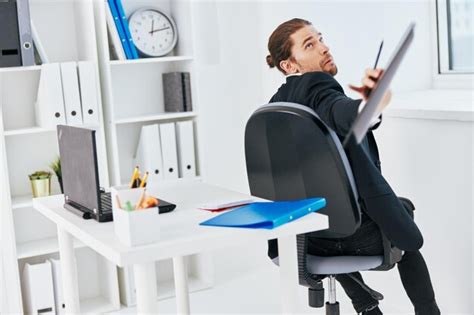 Premium Photo Manager Workflow In The Office Documents Emotions Technology High Quality Photo