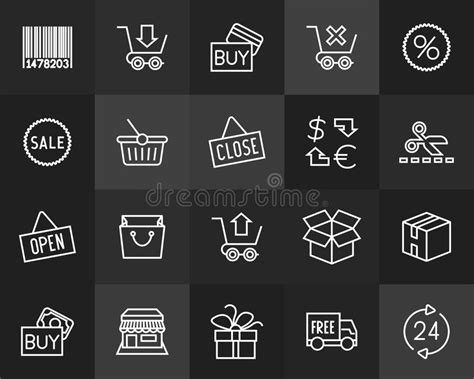 Outline Icons Thin Flat Design Modern Line Stroke Stock Vector Illustration Of Discount