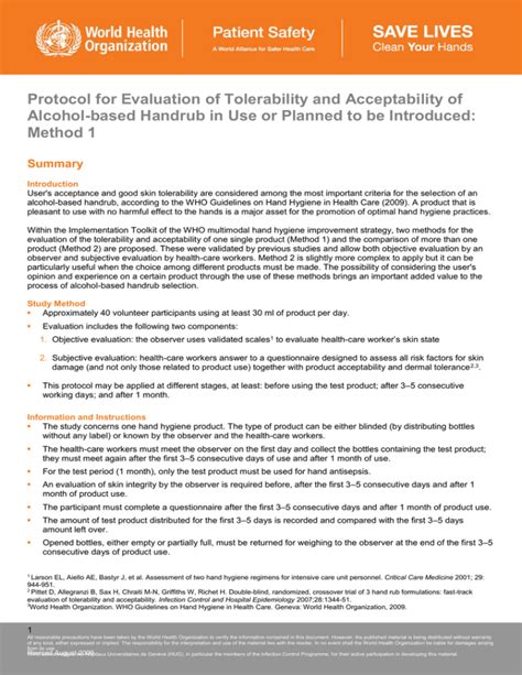 Protocol For Evaluation Of Tolerability And Acceptability Of