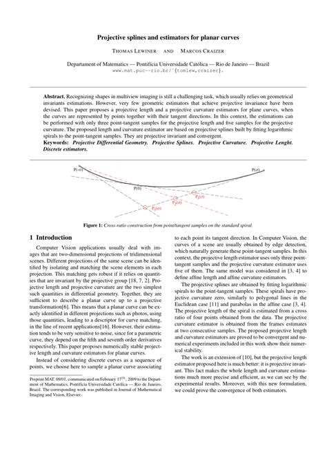 Pdf Projective Splines And Estimators For Planar Curves
