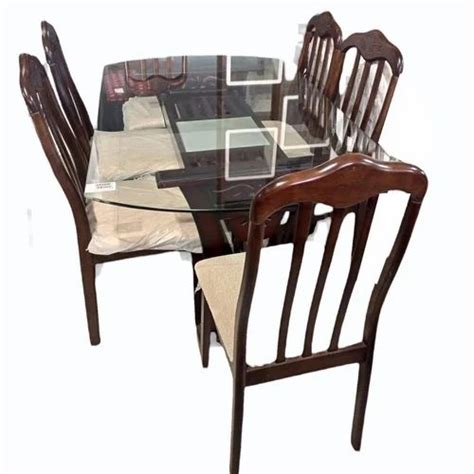 Wooden Chair Glass Top Dining Table Set At ₹ 38000set Glass Dining