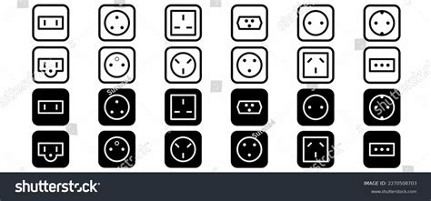 Electrical Socket Types Vector Icon Set Stock Vector Royalty Free 2270508703 Shutterstock