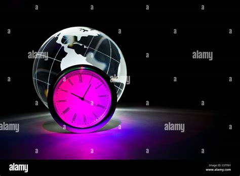 Globe And Clock For Background Stock Photo Alamy