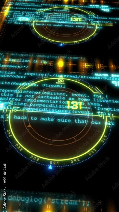 Vertical Video Hud Technological Introflying Through Digital Hud